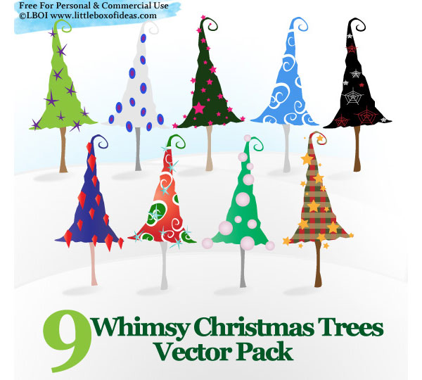 Vector Whimsy Christmas Trees | Download Free Vector Art | Free-Vectors