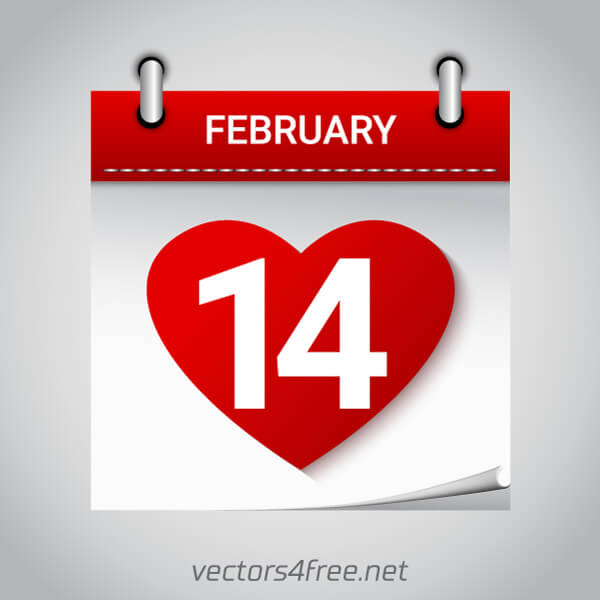 Valentine’s Day February 14 Heart Calendar Icon | Download Free Vector ...